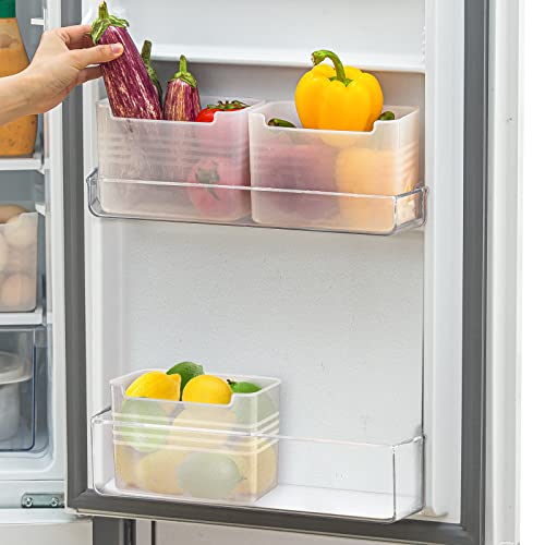 Poeland Refrigerator Organizer Box, Fridge Side Door Storage Containers Plastic Translucent Pack of 3