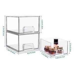 Vtopmart 25 PCS Clear Plastic Drawer Organizers and 2 Pack Stackable Makeup Organizer Storage Drawers