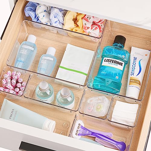 Vtopmart 25 PCS Clear Plastic Drawer Organizers and 2 Pack Stackable Makeup Organizer Storage Drawers