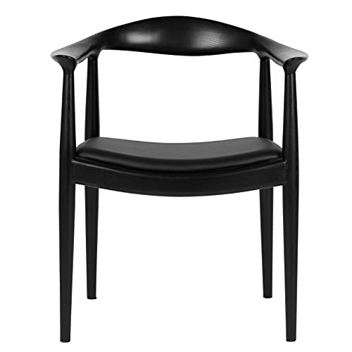 Forsho Kennedy Armchair Upholstered Dining Chair, Presidential Mid-Century Modern Accent Chair in Black