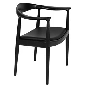 Forsho Kennedy Armchair Upholstered Dining Chair, Presidential Mid-Century Modern Accent Chair in Black