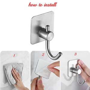 YingRen Strong Adhesive Heavy Duty No Drilling Wall Hooks Stainless Steel Home Storage Coat Rack for Hanging Coats Robes Towel Bags Keys 5 Packs