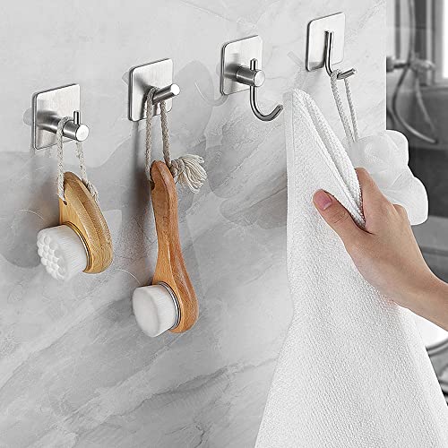 YingRen Strong Adhesive Heavy Duty No Drilling Wall Hooks Stainless Steel Home Storage Coat Rack for Hanging Coats Robes Towel Bags Keys 5 Packs