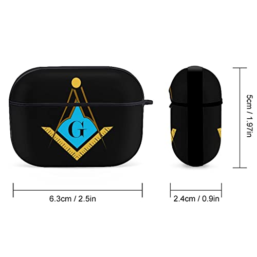 Color Freemason Symbol Compatible with AirPods Pro Case Cover Full Body Shockproof Hard Shell Protector with Keychain