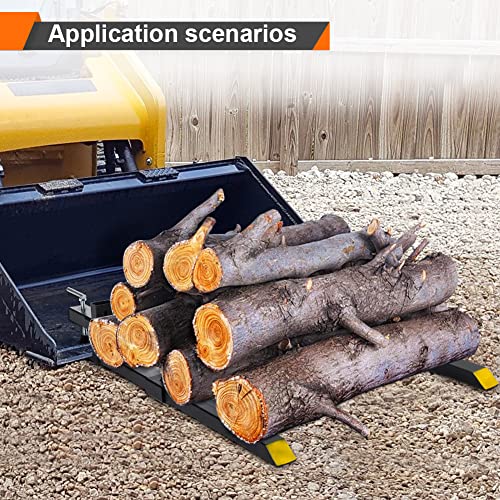 Clamp-On Pallet Forks 60" Total Length 4000 LB Capacity Heavy Duty Front Loader Forks for Loader Bucket Skid Steer Tractor