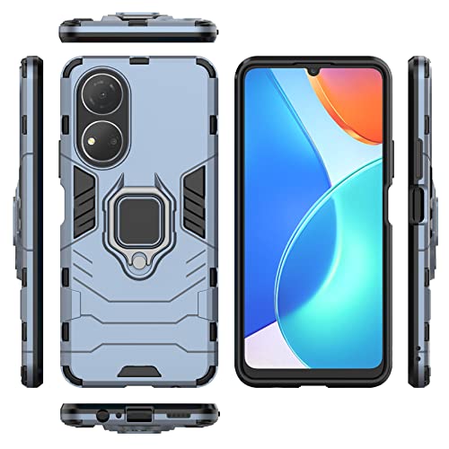 Compatible with Honor X7 Case Kickstand with Tempered Glass Screen Protector [2 Pieces], Hybrid Heavy Duty Armor Dual Layer Anti-Scratch Phone Case Cover, Blue