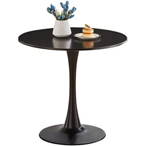 round dining table small black kitchen table 31.5" in tulip design modern pedestal table for small space dining room 2 to 4 person