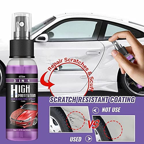 3 in 1 High Protection Quick Car Coating Spray, Extreme Slick Streak-Free Polymer Quick Detail Spray, Quick Coat Car Wax Polish Spray, Plastic Parts Refurbish Agent, Nano Cleaner for Car (300ml)