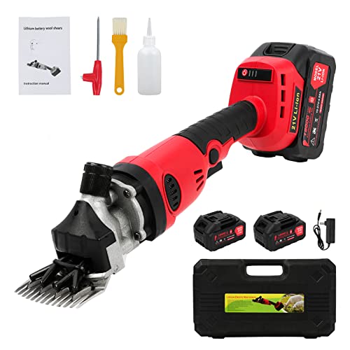 21V Cordless Sheep Shears, Electric Professional Sheep Shears with 2 Pcs Rechargeable 4 Ah Lithium Battery, High/Slow Speed,Sheep Clipper for Alpacas Goats Cattle Farm Livesto