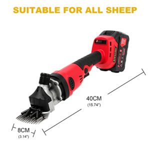 21V Cordless Sheep Shears, Electric Professional Sheep Shears with 2 Pcs Rechargeable 4 Ah Lithium Battery, High/Slow Speed,Sheep Clipper for Alpacas Goats Cattle Farm Livesto