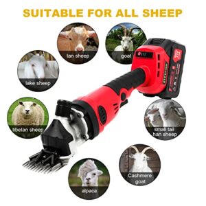 21V Cordless Sheep Shears, Electric Professional Sheep Shears with 2 Pcs Rechargeable 4 Ah Lithium Battery, High/Slow Speed,Sheep Clipper for Alpacas Goats Cattle Farm Livesto