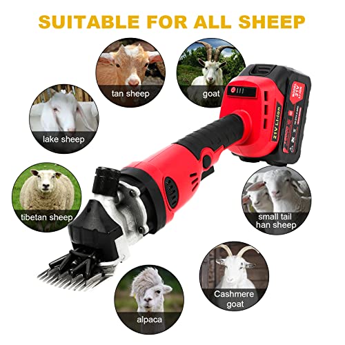 21V Cordless Sheep Shears, Electric Professional Sheep Shears with 2 Pcs Rechargeable 4 Ah Lithium Battery, High/Slow Speed,Sheep Clipper for Alpacas Goats Cattle Farm Livesto