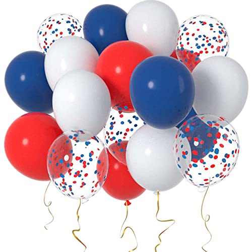 12 Inch Red White and Navy Blue Balloons Helium Balloons,Navy Blue and Red Confetti Latex Balloons Party Decorations Supplies(Pack of 50,12 Inch)