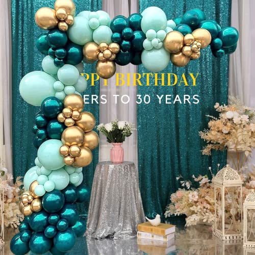 Beaumode Dark Teal and Gold Balloon Garland Kit for Bridal Shower Anniversary Baby Shower Jungle Wild One Safari Themed Boys 30th 40th 50th 60th Birthday Party Backdrop Decoration and Supplies