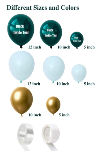 Beaumode Dark Teal and Gold Balloon Garland Kit for Bridal Shower Anniversary Baby Shower Jungle Wild One Safari Themed Boys 30th 40th 50th 60th Birthday Party Backdrop Decoration and Supplies