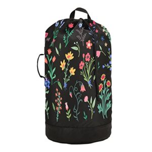 kigai wildflowers travel laundry bag waterproof durable large laundry backpack with handles and drawstring closure machine washable dirty clothes organizer storage bag laundry hamper