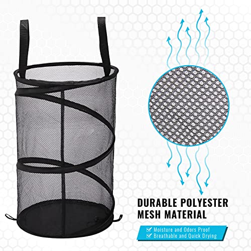 2 Pack Collapsible Mesh Laundry Basket Foldable with Handles Pop Up Dirty Clothes Storage Room Organizer, Black