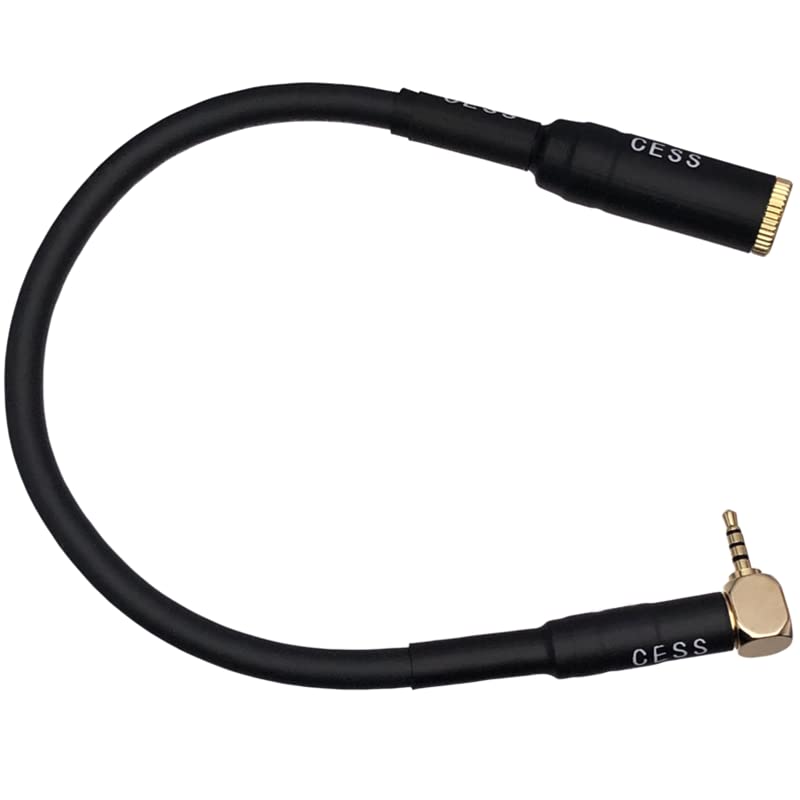 CESS-231 Right Angle 2.5mm to 4.4mm Balanced Male to Female Headphone Earphone Audio Adapter Cable, TRRS to TRRRS 5-Pole