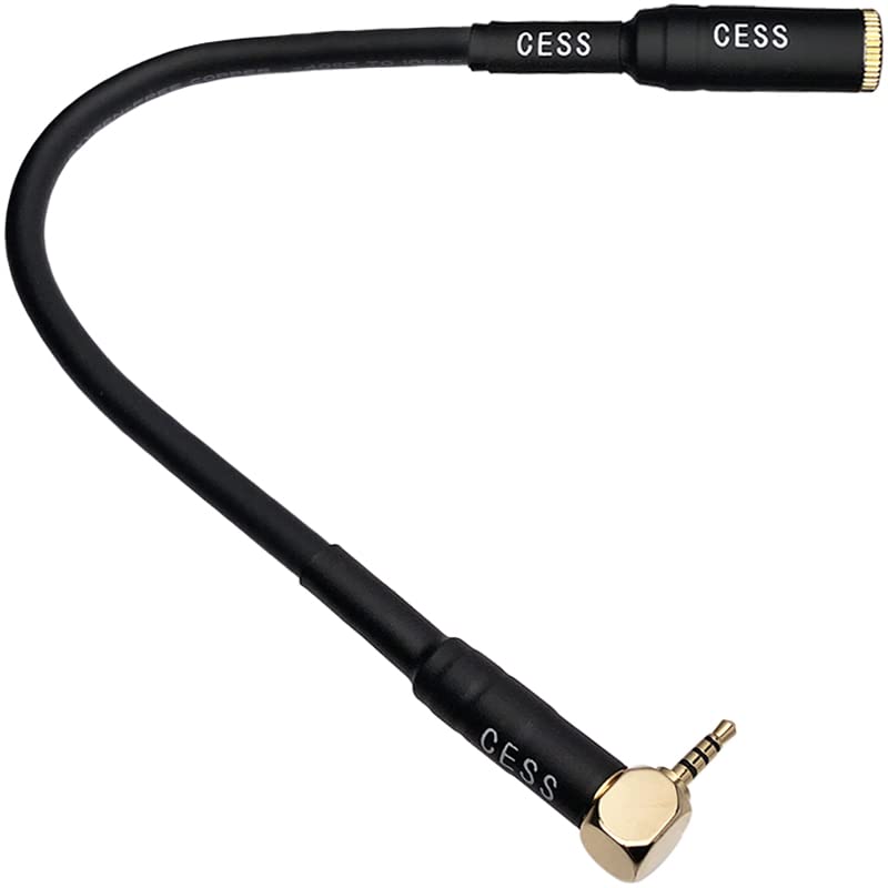 CESS-231 Right Angle 2.5mm to 4.4mm Balanced Male to Female Headphone Earphone Audio Adapter Cable, TRRS to TRRRS 5-Pole