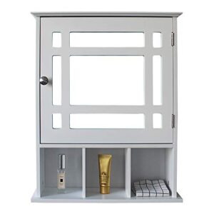 lvssiao bathroom wall mirror medicine cabinet, single door three compartment storage bathroom cabinet mdf spray paint white bathroom wall cabinet, 18.90 x 6.50 x 23.63