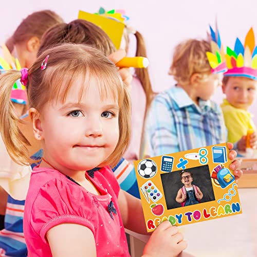 24 Pcs Welcome Back to School Picture Frame Kindergarten DIY Craft Picture Frame School Photo Frame Craft Kits for Kids Preschool Party Decoration Arts Craft Elementary Classroom Game Activities