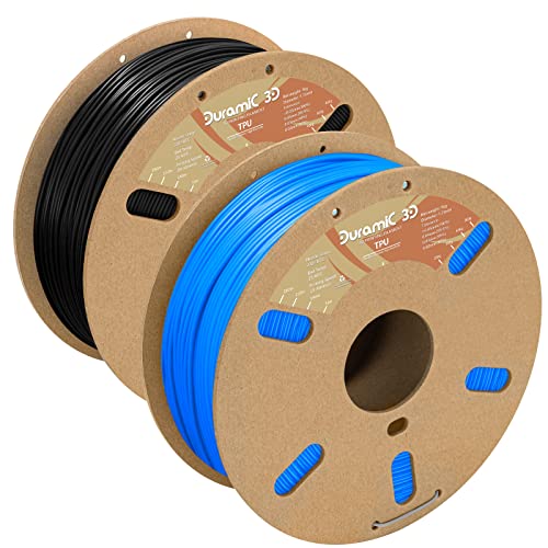 TPU Black and TPU Electric Blue Bundle, DURAMIC 3D TPU Flexible Filament 95A, Soft TPU 3D Printing Filament, 1kg Spool, Dimensional Accuracy +/- 0.05mm, Black 1 Pack