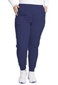 cherokee infinity women scrubs pant mid rise jogger plus size ck080a, 2xl, navy