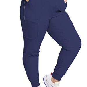 Cherokee Infinity Women Scrubs Pant Mid Rise Jogger Plus Size CK080A, 2XL, Navy