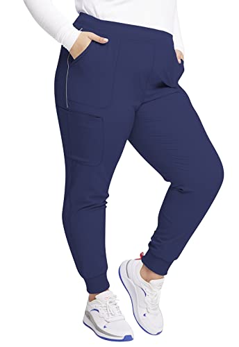 Cherokee Infinity Women Scrubs Pant Mid Rise Jogger Plus Size CK080A, 2XL, Navy