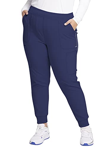 Cherokee Infinity Women Scrubs Pant Mid Rise Jogger Plus Size CK080A, 2XL, Navy