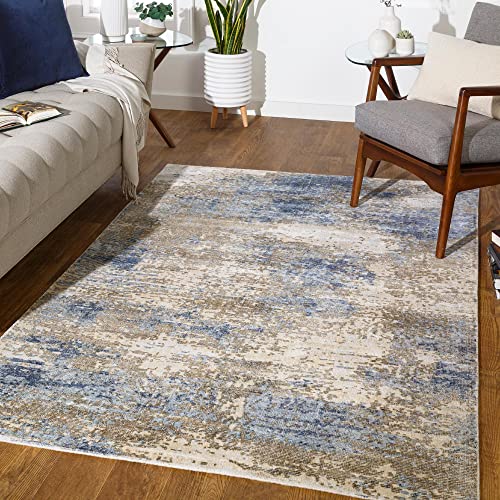 Mark&Day Area Rugs, 8x10 Zethuis Modern Medium Gray Area Rug Gray Blue Cream Carpet for Living Room, Bedroom or Kitchen (8' x 10')