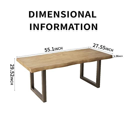 Rustic Style Solid Wood Computer Desk 55-inch Large Office Desk Home Simple Modern Long Desk Study Writing Desk Dining Table for Home Office