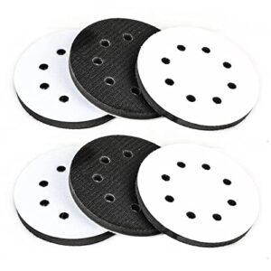 6 pack interface buffer pads, 5 inch 8 holes hook and loop soft sponge cushion buffer backing pads orbital sander foam pad, foam interface sanding pads for orbital sander automotive polishing machine