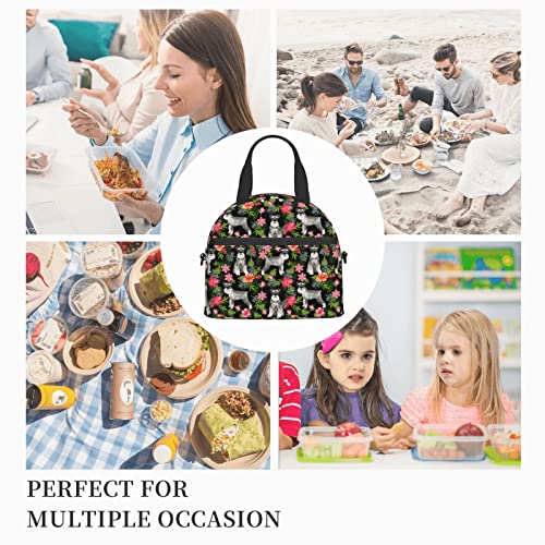 NHGFVT Lunch Bag For Women/Men Cooler Tote Bag Freezable Schnauzer Lunch Box With Adjustable Shoulder Strap One Size