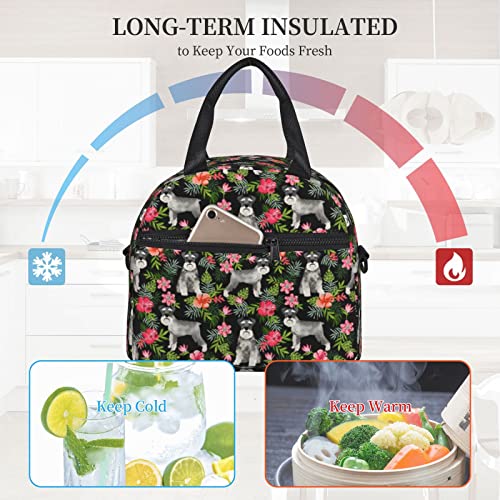 NHGFVT Lunch Bag For Women/Men Cooler Tote Bag Freezable Schnauzer Lunch Box With Adjustable Shoulder Strap One Size