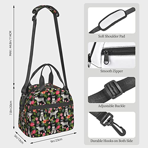 NHGFVT Lunch Bag For Women/Men Cooler Tote Bag Freezable Schnauzer Lunch Box With Adjustable Shoulder Strap One Size