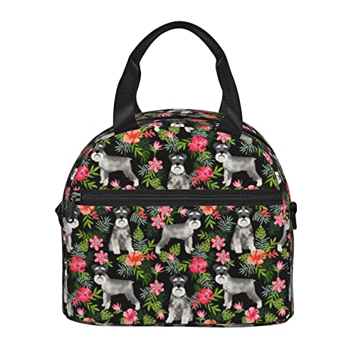 NHGFVT Lunch Bag For Women/Men Cooler Tote Bag Freezable Schnauzer Lunch Box With Adjustable Shoulder Strap One Size