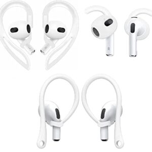 3 Pairs 3 Style Ear Hooks Compatible with AirPods 3 Accessories Compatible with AirPods 3 Earhooks Ear Hook,White/Clear A3