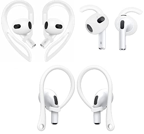 3 Pairs 3 Style Ear Hooks Compatible with AirPods 3 Accessories Compatible with AirPods 3 Earhooks Ear Hook,White/Clear A3