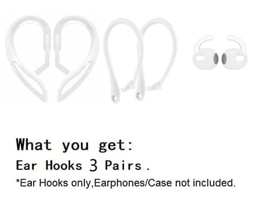 3 Pairs 3 Style Ear Hooks Compatible with AirPods 3 Accessories Compatible with AirPods 3 Earhooks Ear Hook,White/Clear A3