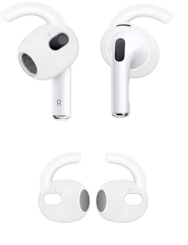 3 Pairs 3 Style Ear Hooks Compatible with AirPods 3 Accessories Compatible with AirPods 3 Earhooks Ear Hook,White/Clear A3