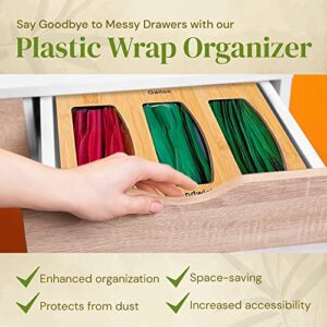 ML Products Resealable Bag Storage Organizer, 4-in-1 Baggie Organizer with Engraved Labels, Bamboo-Made, Waterproof Baggie Organizer for Drawer and Wall, Easy Clean, No Assembly Storage, 12.4” x 13.5”