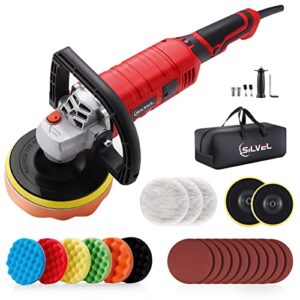 silvel buffer polisher, 1600w 7 inch/6 inch rotary car buffer polisher waxer, 7 variable speed 1000-3500 rpm, detachable handle for car, boat sanding, polishing, waxing