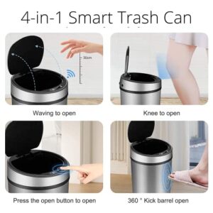 TekMango 12L Automatic Smart Sensor Trash Can Stainless Steel Touchless Dustbin