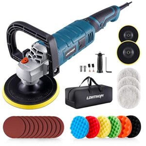 ldhthopi buffer polisher, 1600w 7 inch/6 inch rotary buffer polisher waxer, 7 variable speed 1000-3500 rpm, detachable handle for car, boat sanding, polishing, waxing