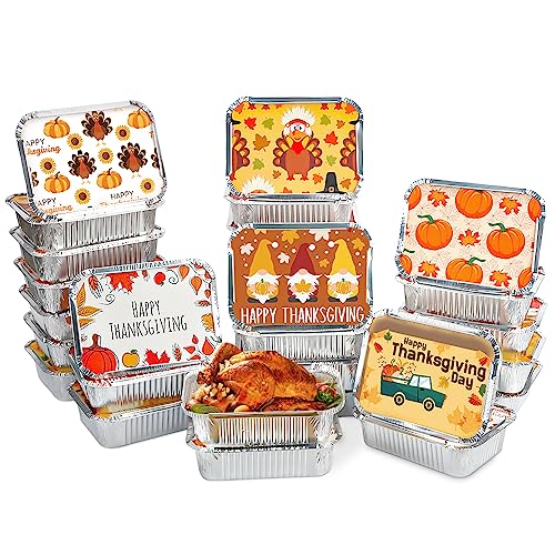 AKEROCK Thanksgiving Leftover Containers with Lids, Thanksgiving to go Containers, Tin Foil, 36 Pieces Total