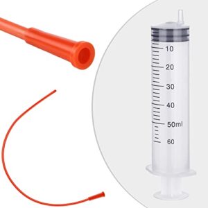 10 Pack Puppy Kitten Feeding Tube Kit Include 5 Pack 8 FR Red Rubber Puppy Feeding Tube and 5 Pack Clear Kitten Feeding Syringe 5 ML 10 ML 20 ML 30 ML 60 ML for Feeding Goat Kitten Puppy Small Animals