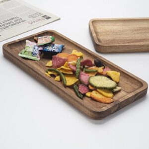 Bathroom Vanity Tray, Acacia Wood Counter Tray, Toilet Tank Tray, Appetizer Charcuterie Snack Serving Board, 13.8 x 5.5 x 0.8 inch