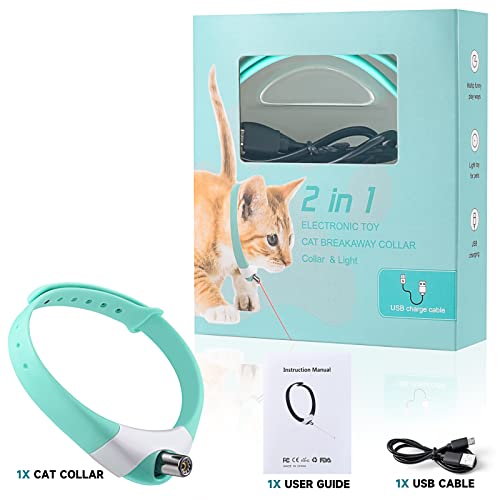 havit Wearable Automatic Cat Toys with LED Lights, Electric Smart Amusing Collar for Kitten, Interactive Cat Toys for Indoor Cats, Pet Exercise Toys, USB Rechargeable, Auto On/Off