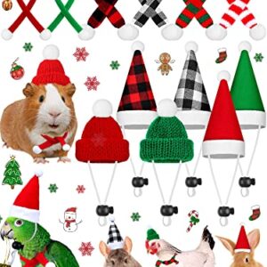 12 Pieces Christmas Guinea Pig Costume Chicken Hat Scarf Set Xmas Hat and Scarf Rabbit Christmas Clothes Festival Small Animal Outfits for Hen Duck Hamster Guinea Pig Kitten Puppy Parrot